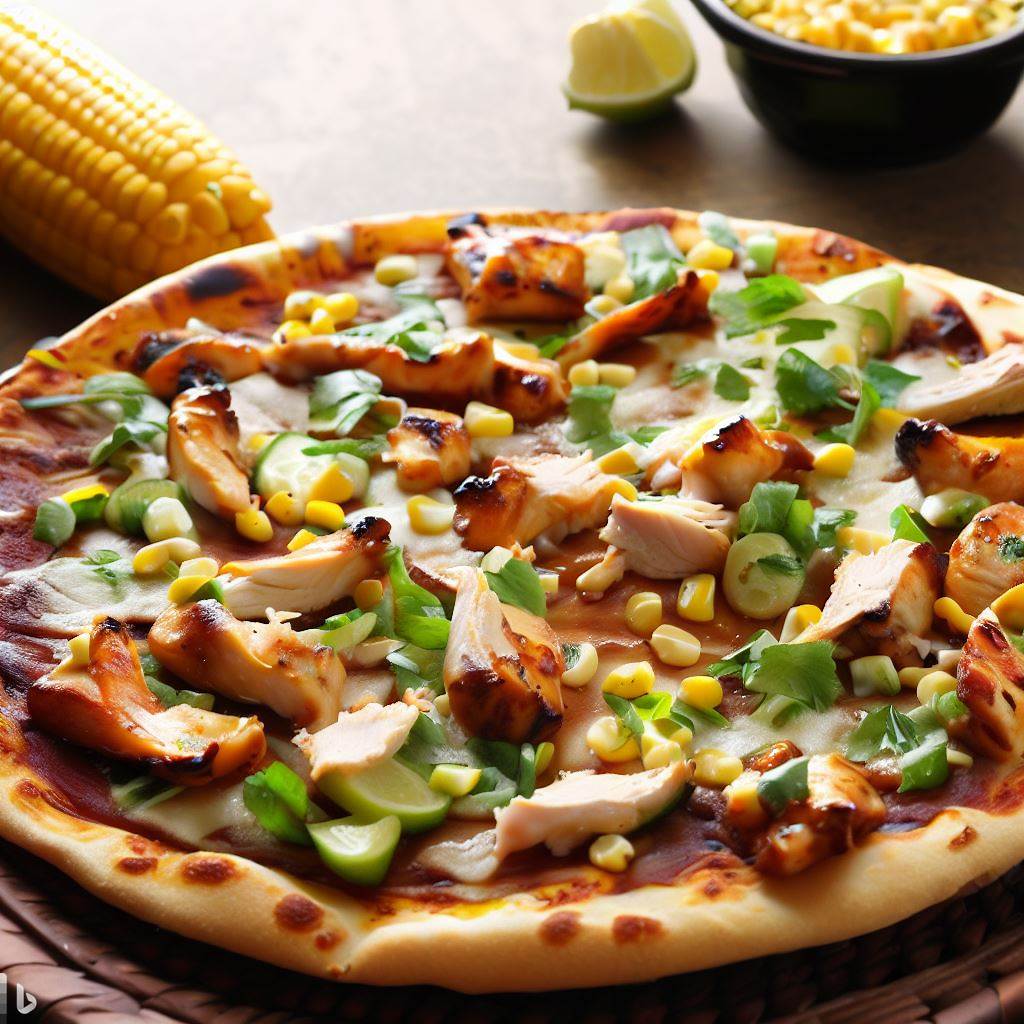 BBQ Chicken and Corn Pizza with Cilantro Lime Sauce