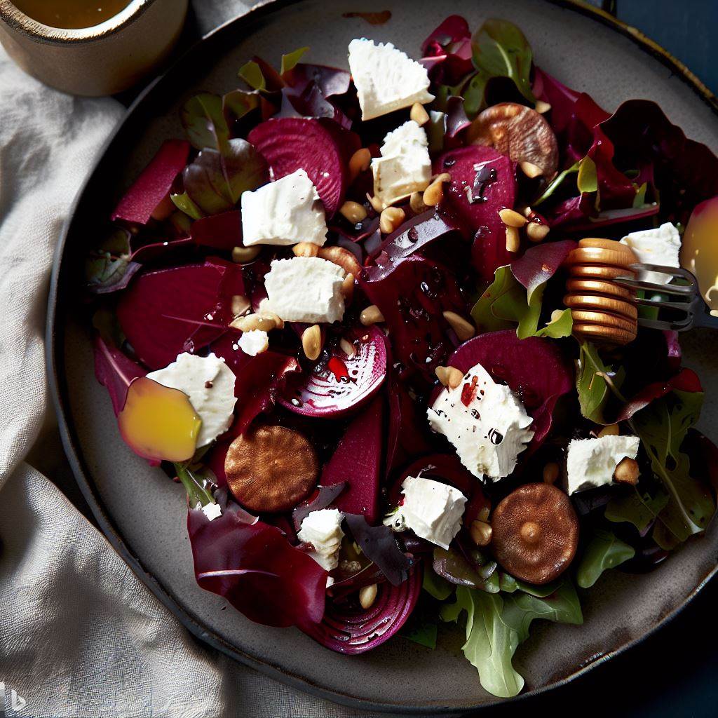 Beet and Goat Cheese Salad with Honey Mustard Dressing