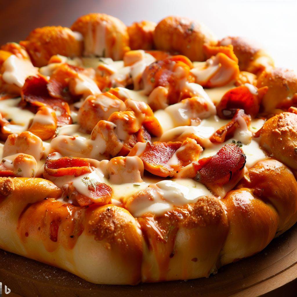 Buffalo Chicken and Ranch Pizza with Garlic Knot Crust