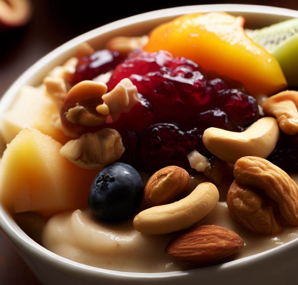 Cashew Butter, Fruit Compote, and Mixed Nuts Yogurt Bowl