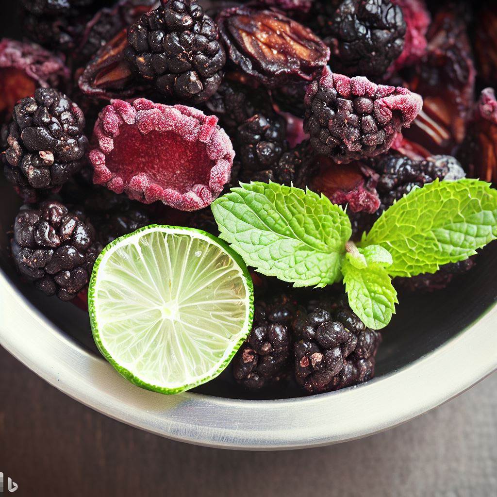Dehydrated Blackberries with Mint and Lime