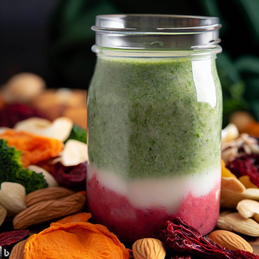 Dehydrated Fruit and Vegetable Smoothie with Almond Milk
