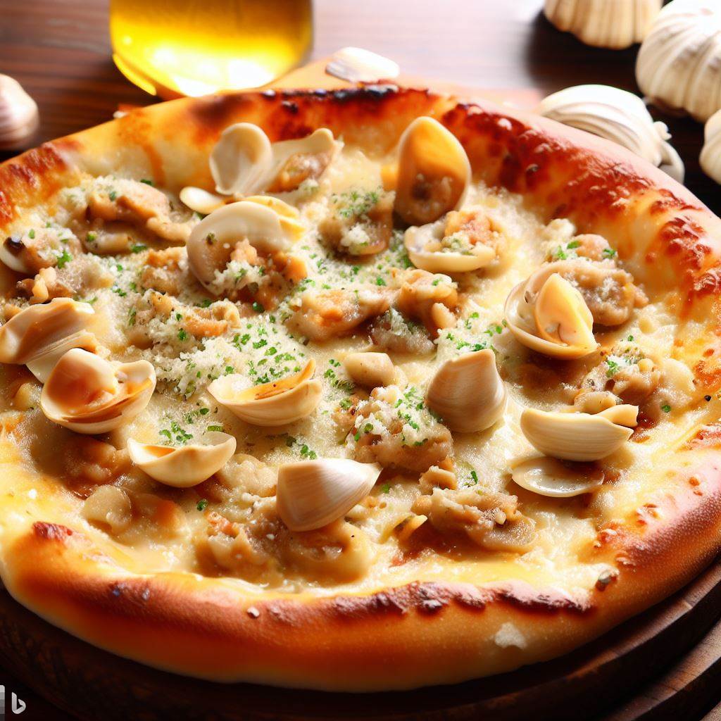Delicious Clam Pizza with Garlic and Parmesan Cheese