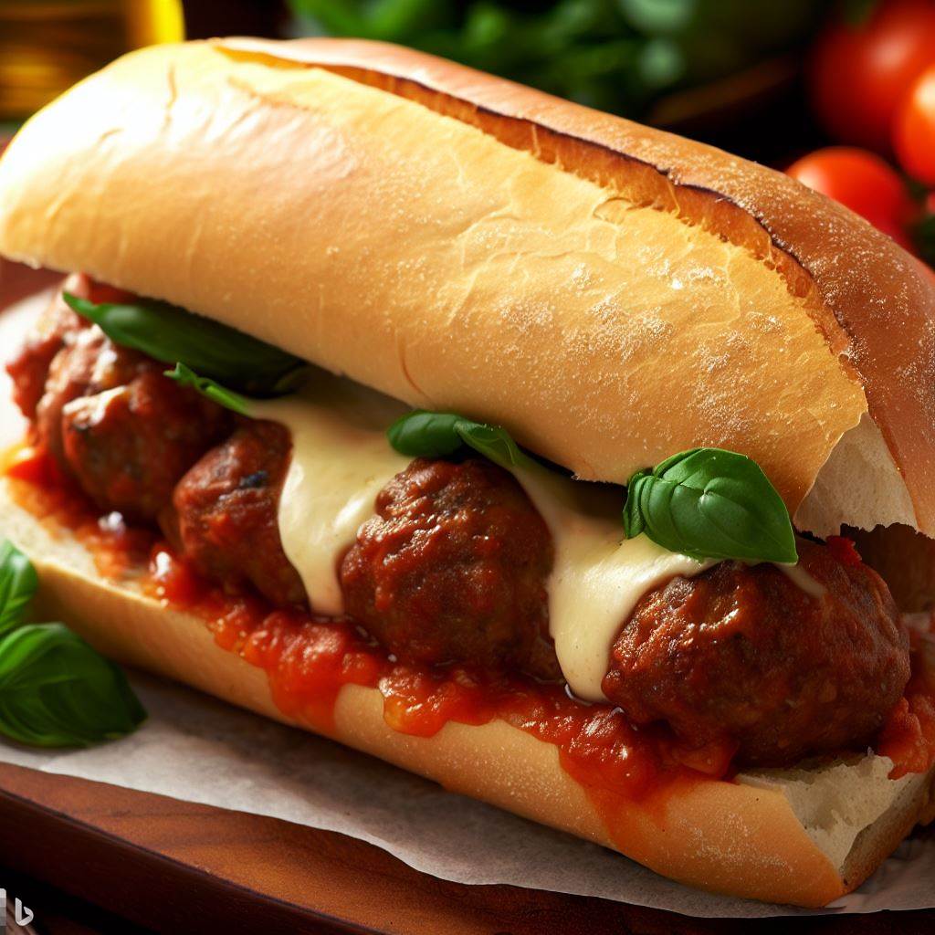 Delicious Meatball Sub with Provolone and Basil