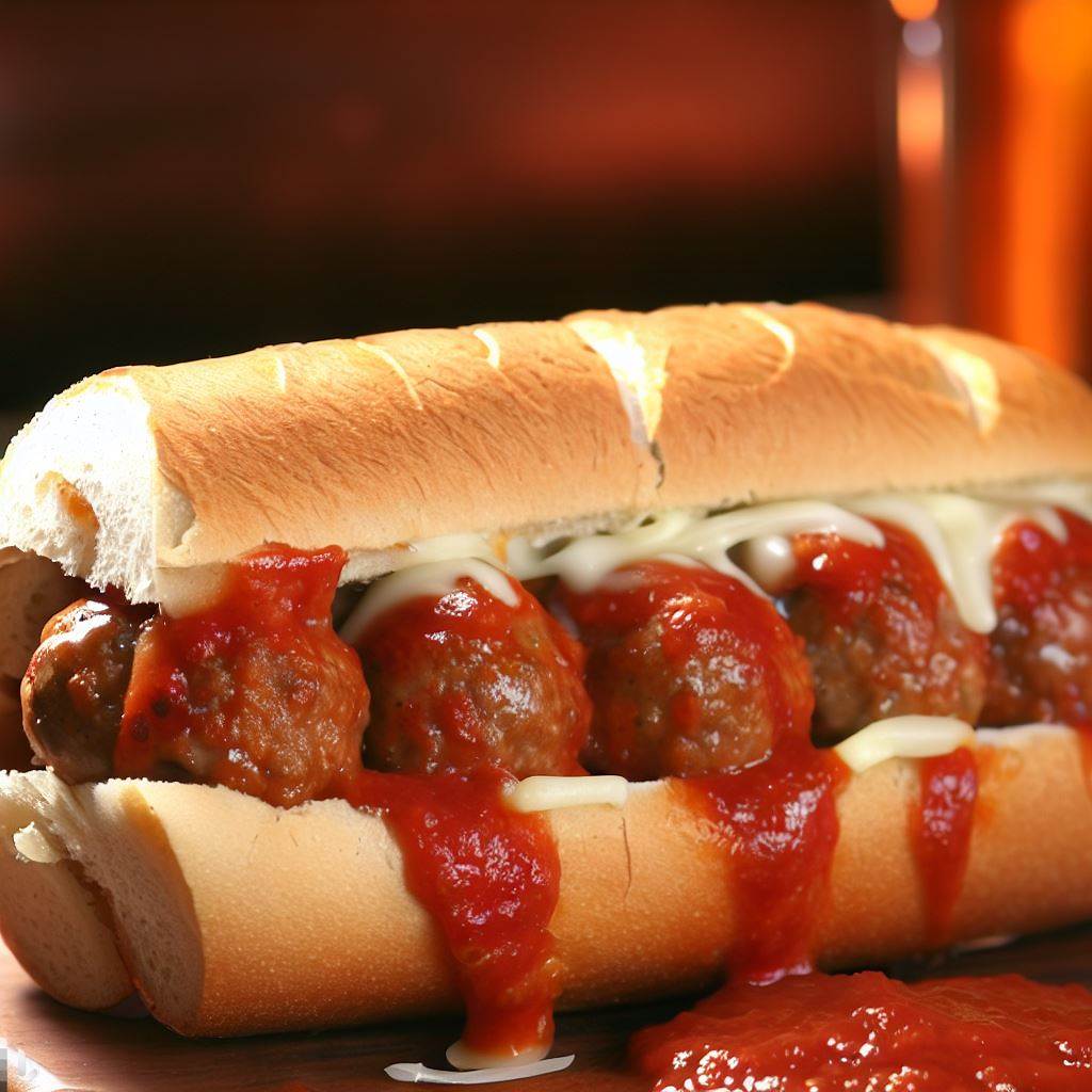 Delicious Meatball Sub with Provolone and Marinara