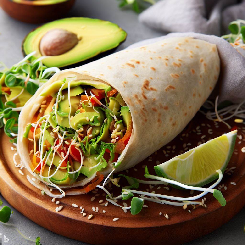 Delicious Veggie Wrap with Avocado and Sprouts