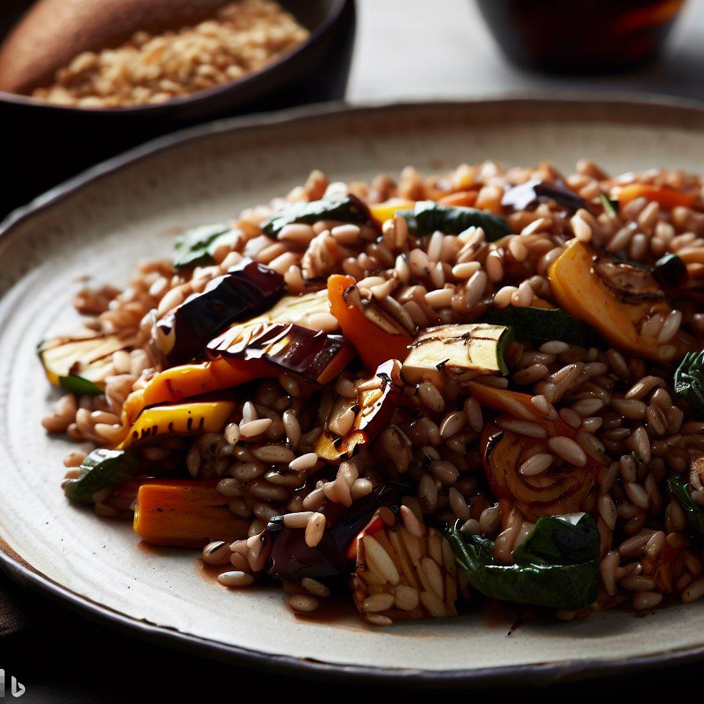 Farro and Roasted Vegetable Salad with Balsamic Vinaigrette