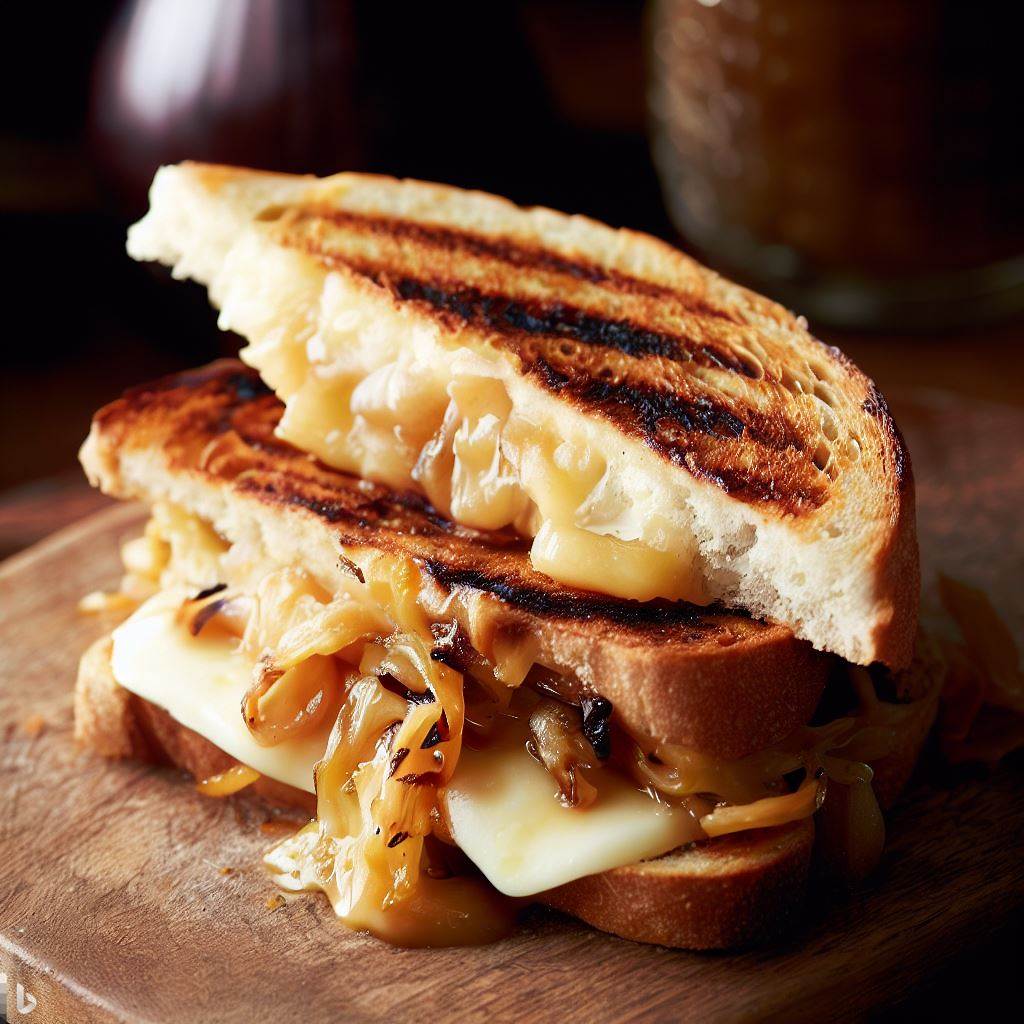 Grilled Cheese with Caramelized Onion and Gouda on Sourdough