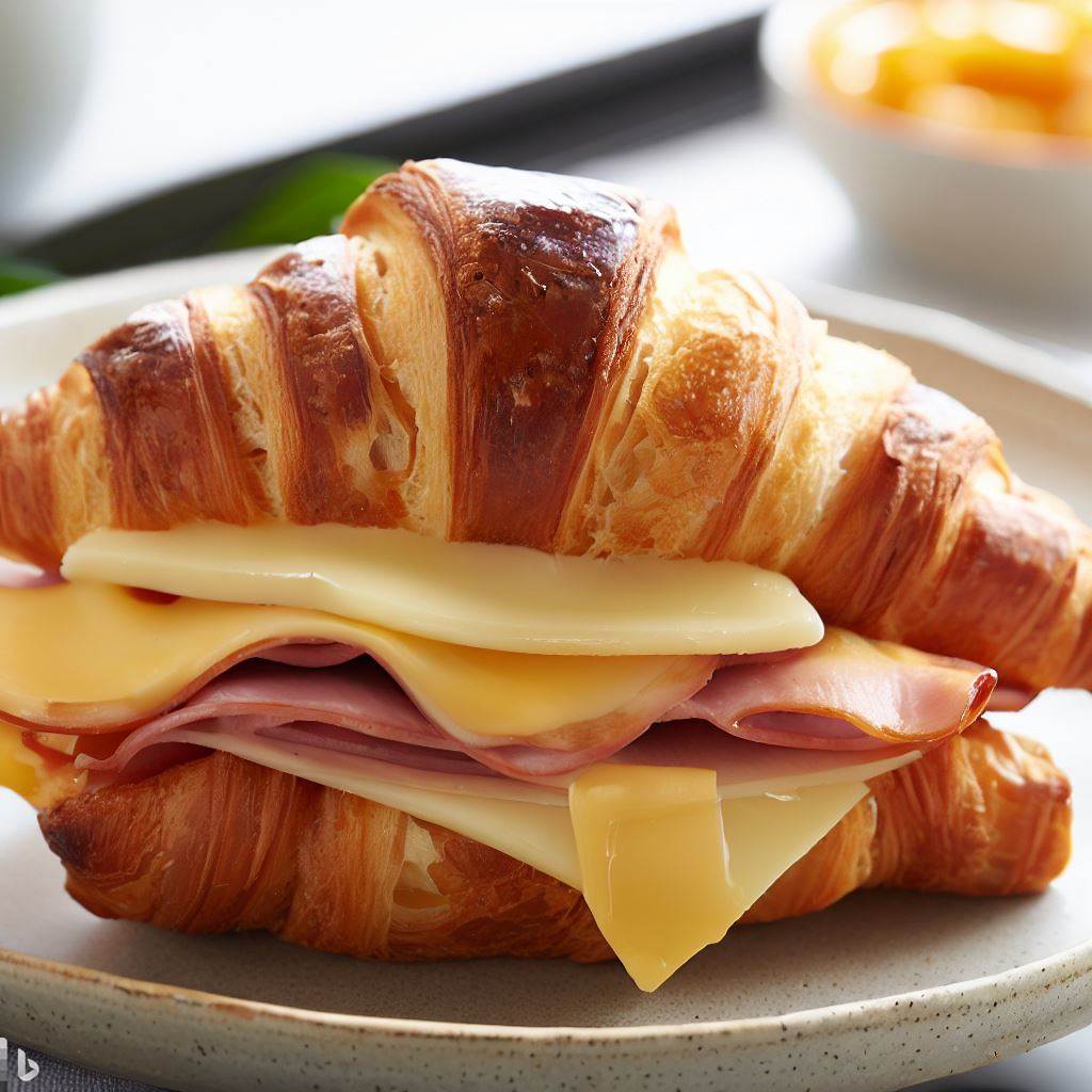 Grilled Cheese with Ham and Swiss on a Croissant