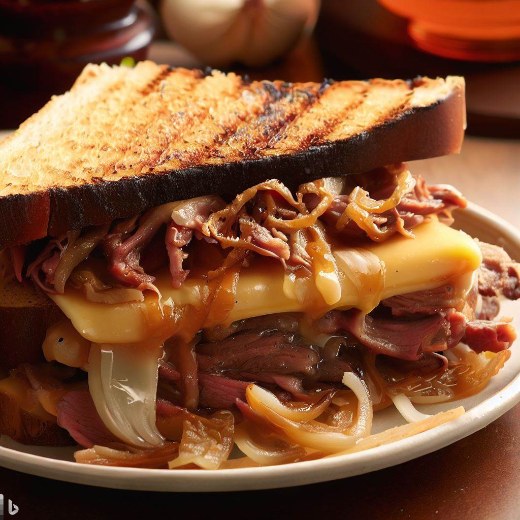 Grilled Cheese with Roast Beef and Caramelized Onions