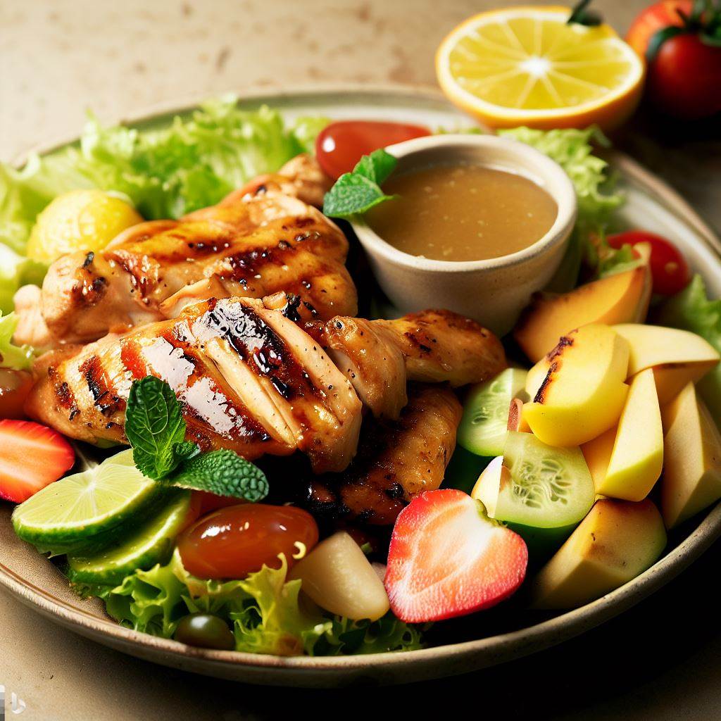 Grilled Chicken and Fruit Salad with Honey Lime Dressing