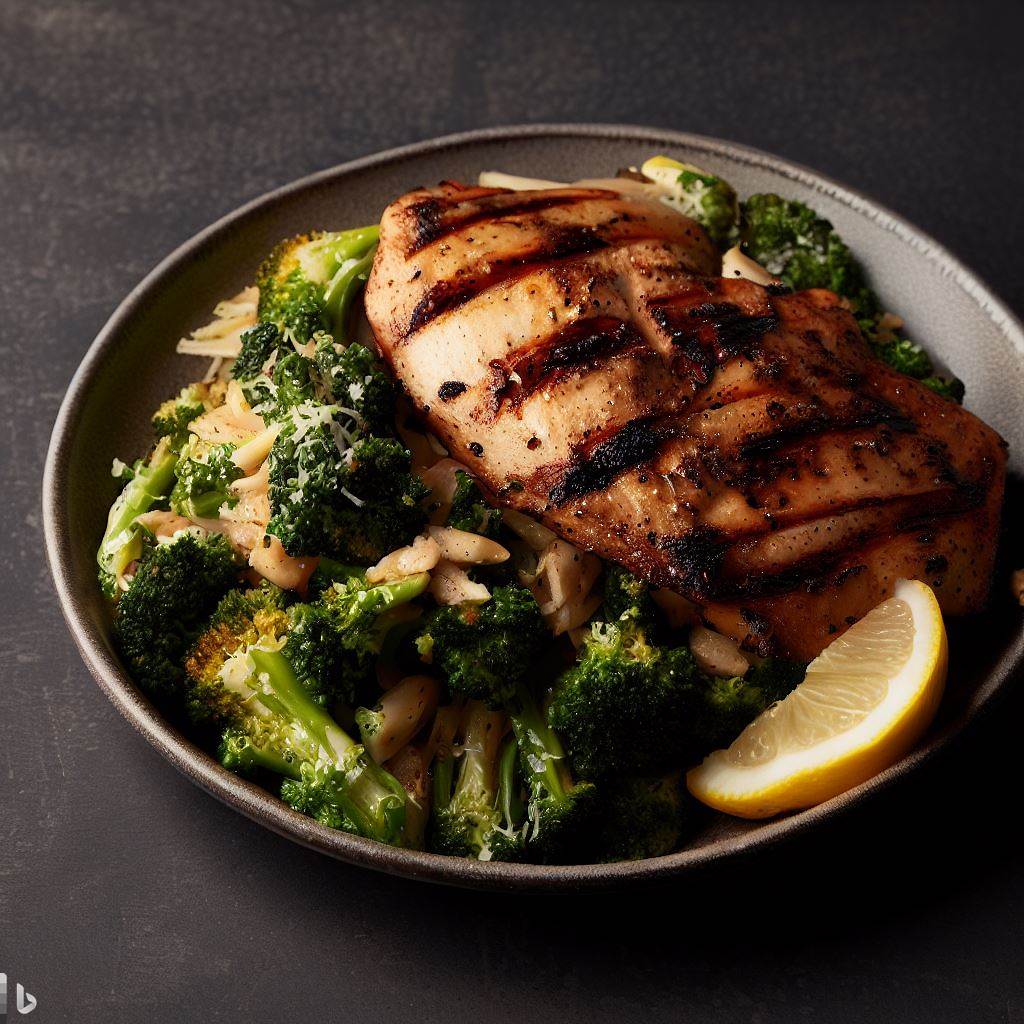 Grilled Chicken and Roasted Broccolini Salad with Lemon Vinaigrette