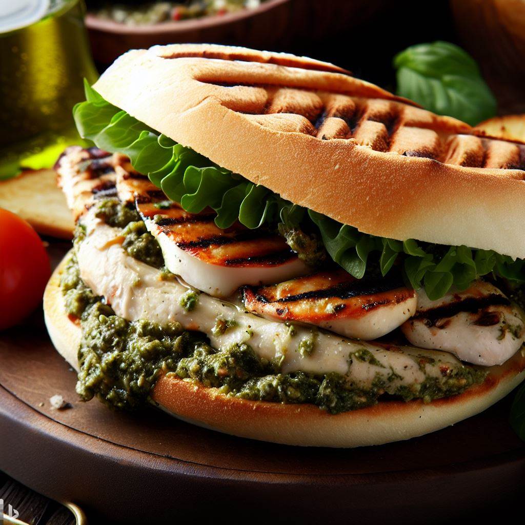 Grilled Chicken with Pesto and Provolone Sandwich