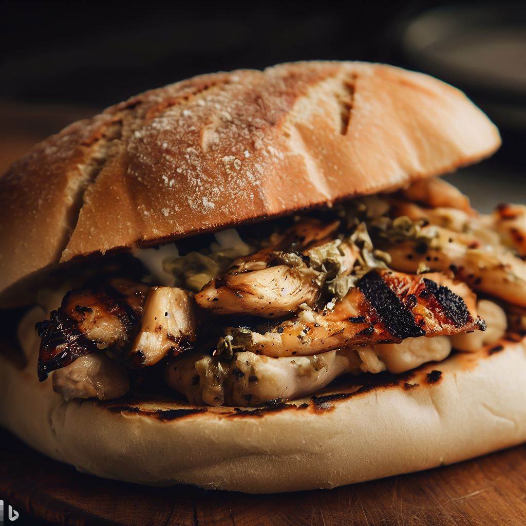 Grilled Chicken with Roasted Garlic and Parmesan on a Ciabatta Roll