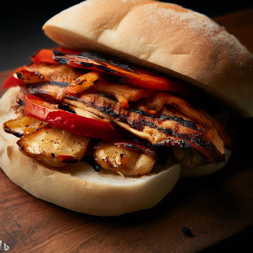 Grilled Chicken with Roasted Red Pepper and Caramelized Onion Ciabatta ...