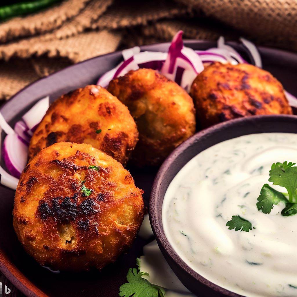 Indian Aloo Tikki with Yogurt Sauce