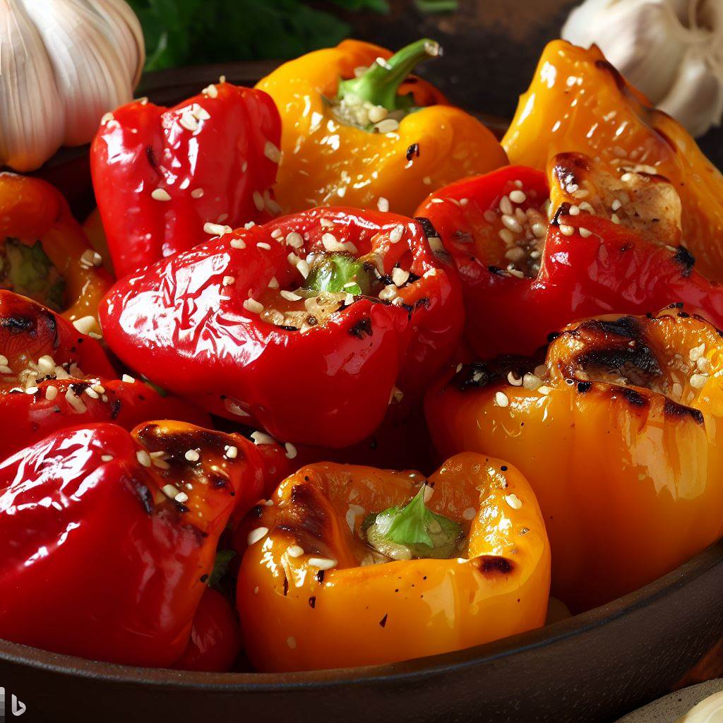 Israeli Roasted Bell Peppers with Garlic