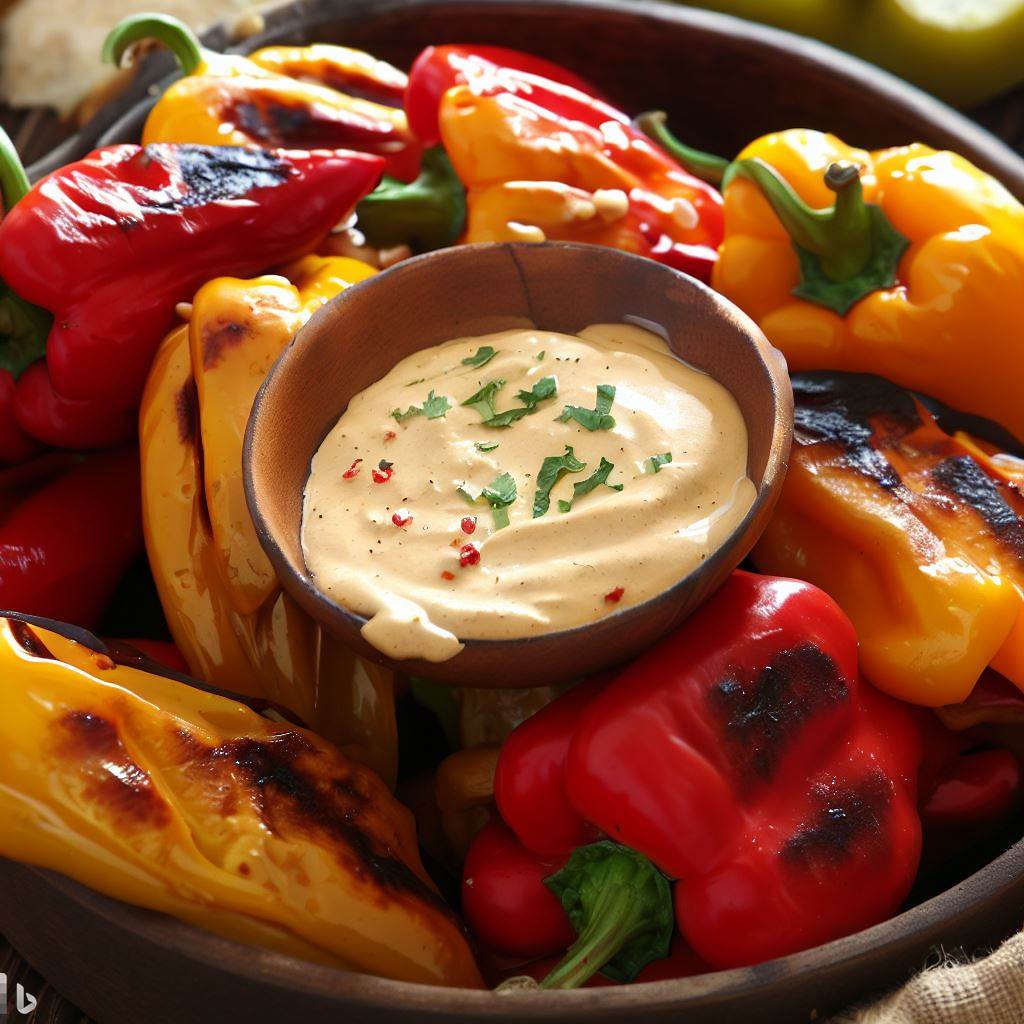 Israeli Roasted Bell Peppers with Tahini Sauce