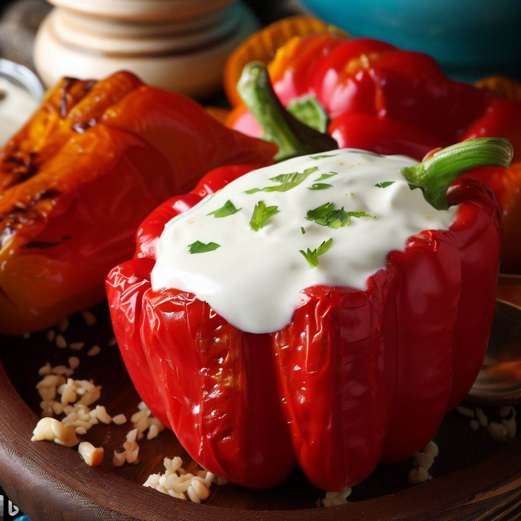 Israeli Roasted Bell Peppers with Yogurt and Garlic