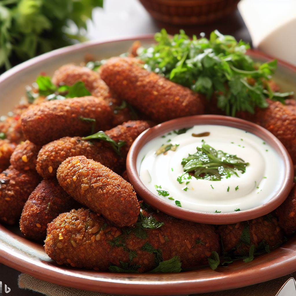 Lebanese Fried Kibbeh with Herbs and Yogurt