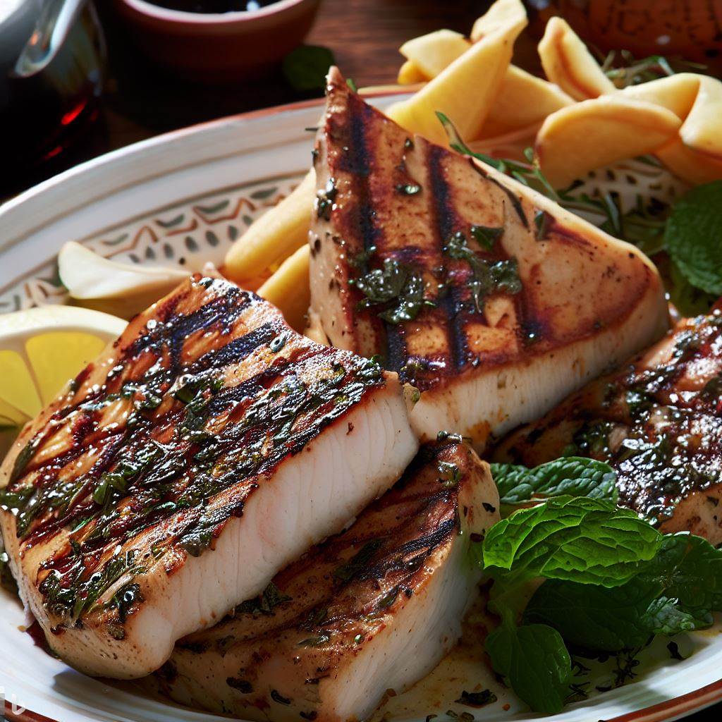 Lebanese Grilled Swordfish Steaks with Herbs