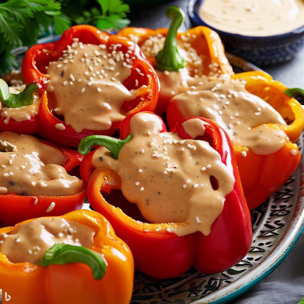 Lebanese Roasted Bell Peppers with Tahini Sauce