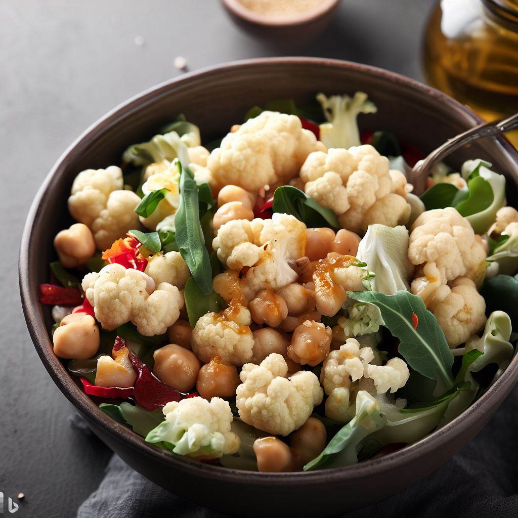 One-Serving Cauliflower and Chickpea Salad with Tahini Dressing
