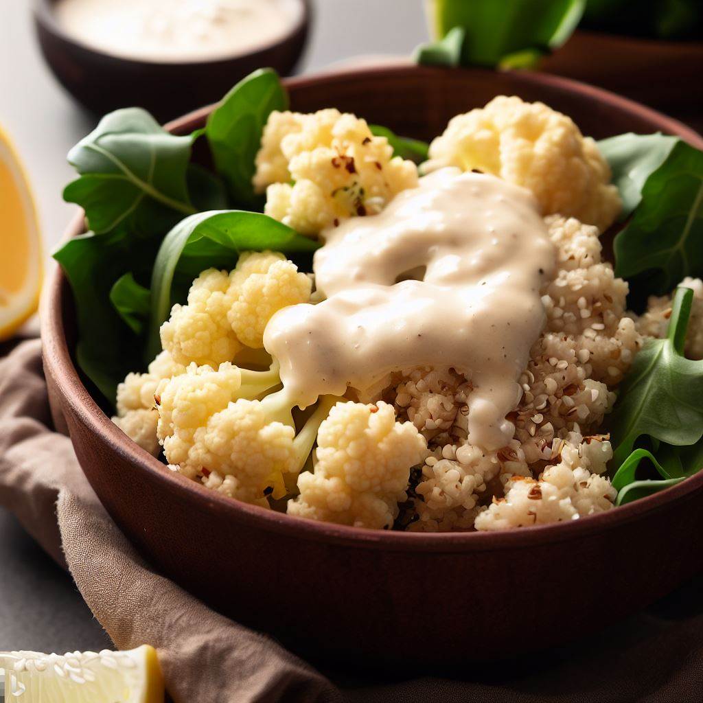 One-Serving Cauliflower and Quinoa Salad with Lemon Tahini Dressing