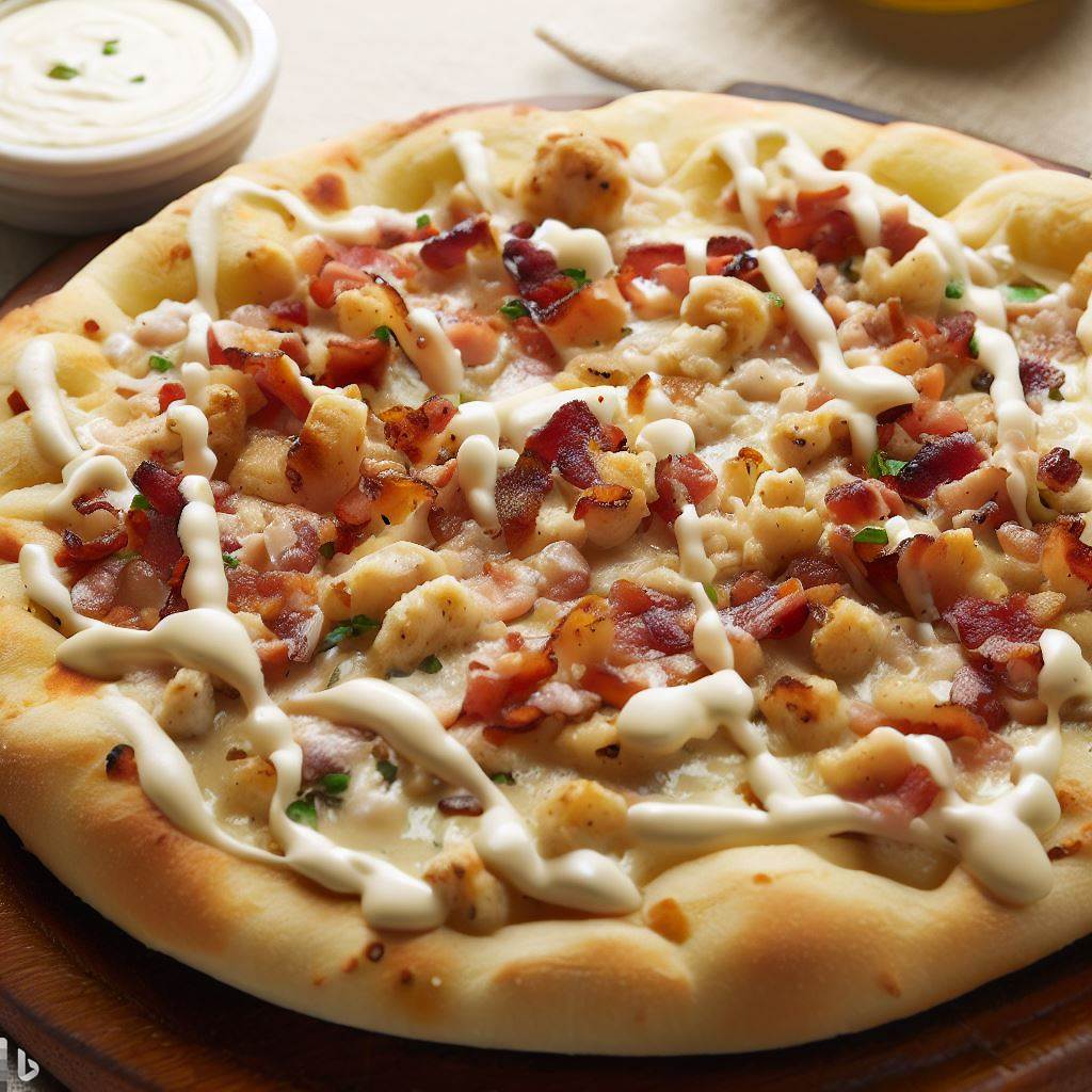 One Serving Chicken Bacon Ranch Pizza with Garlic Aioli