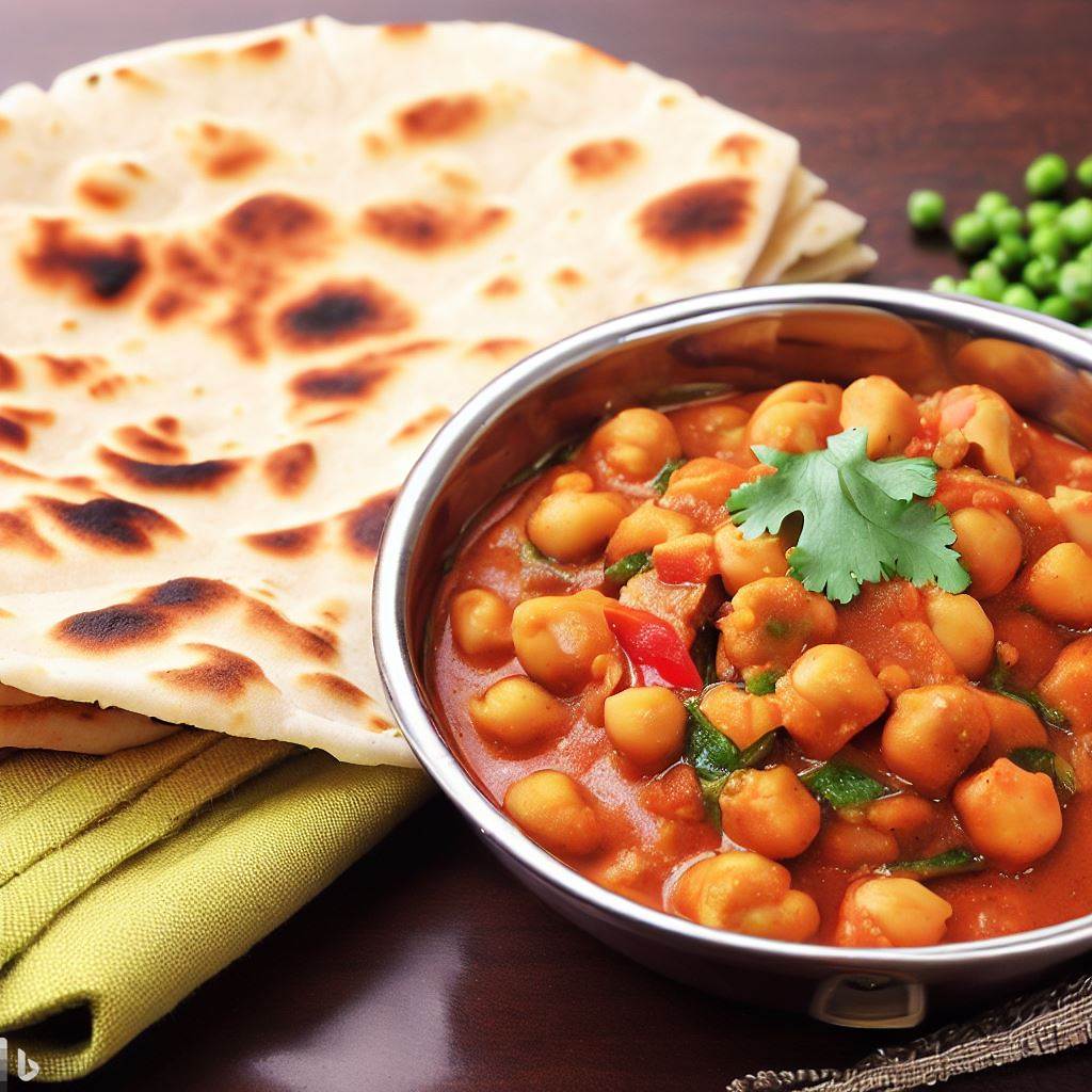 One Serving Indian Chana Masala with Paratha