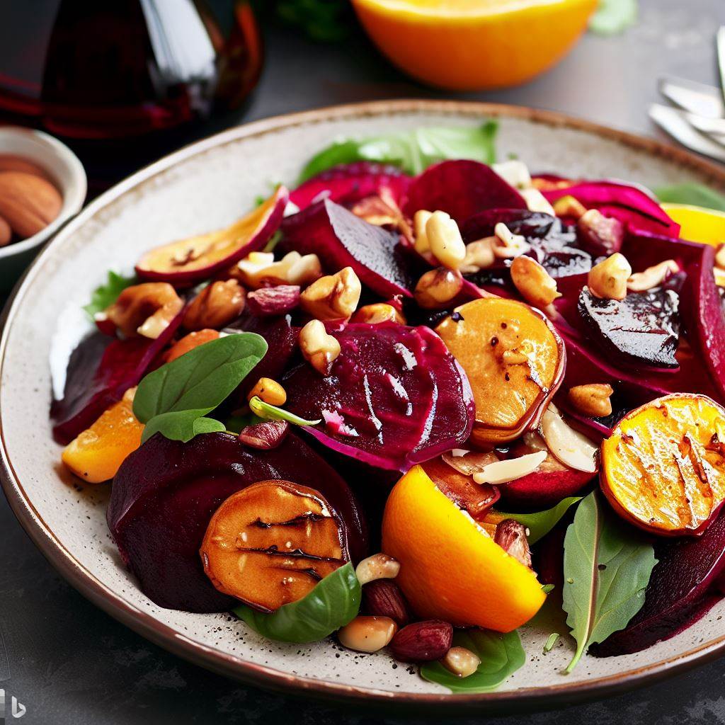 Roasted Beet and Orange and Hazelnut Salad with Balsamic Vinaigrette