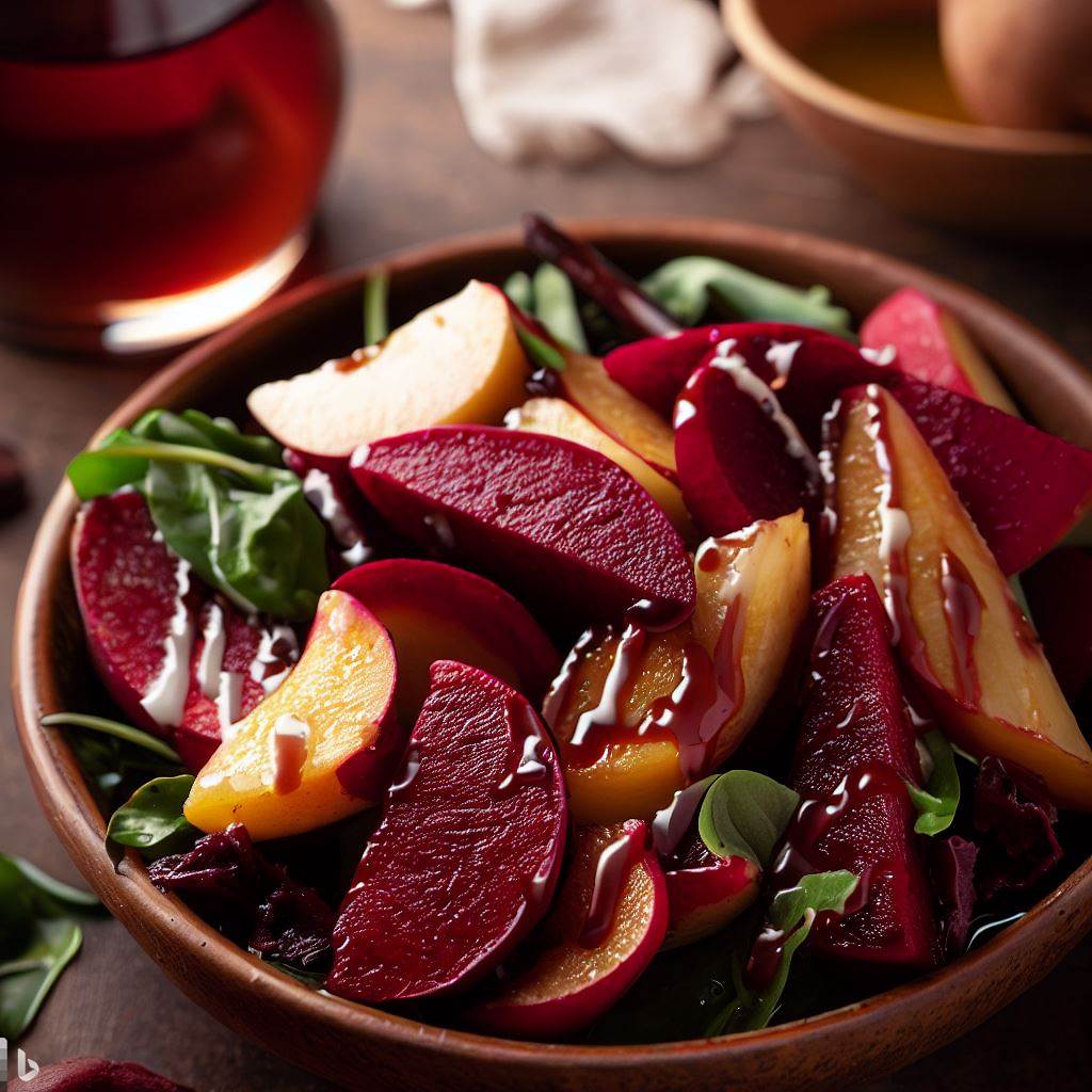 Roasted Beet and Pear Salad with Honey Balsamic Dressing