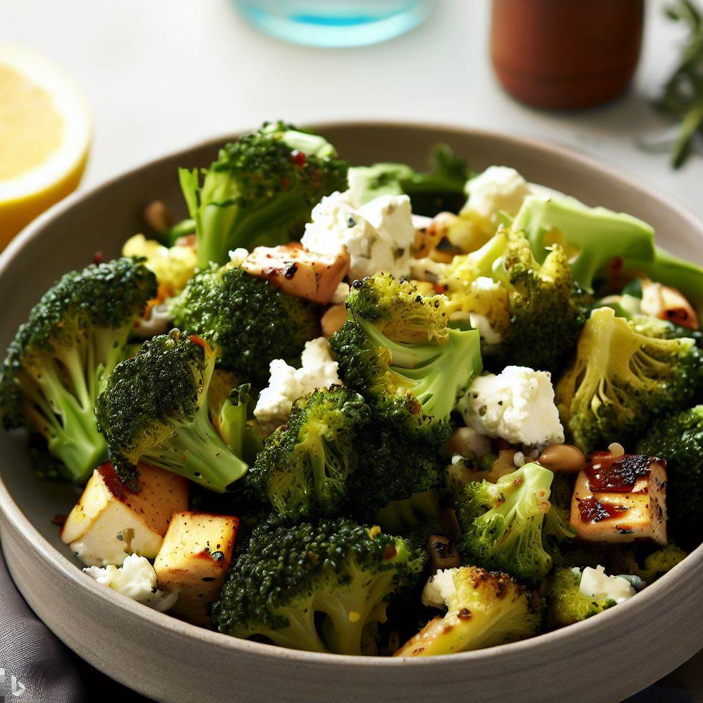 Roasted Broccoli and Feta Salad with Lemon Vinaigrette
