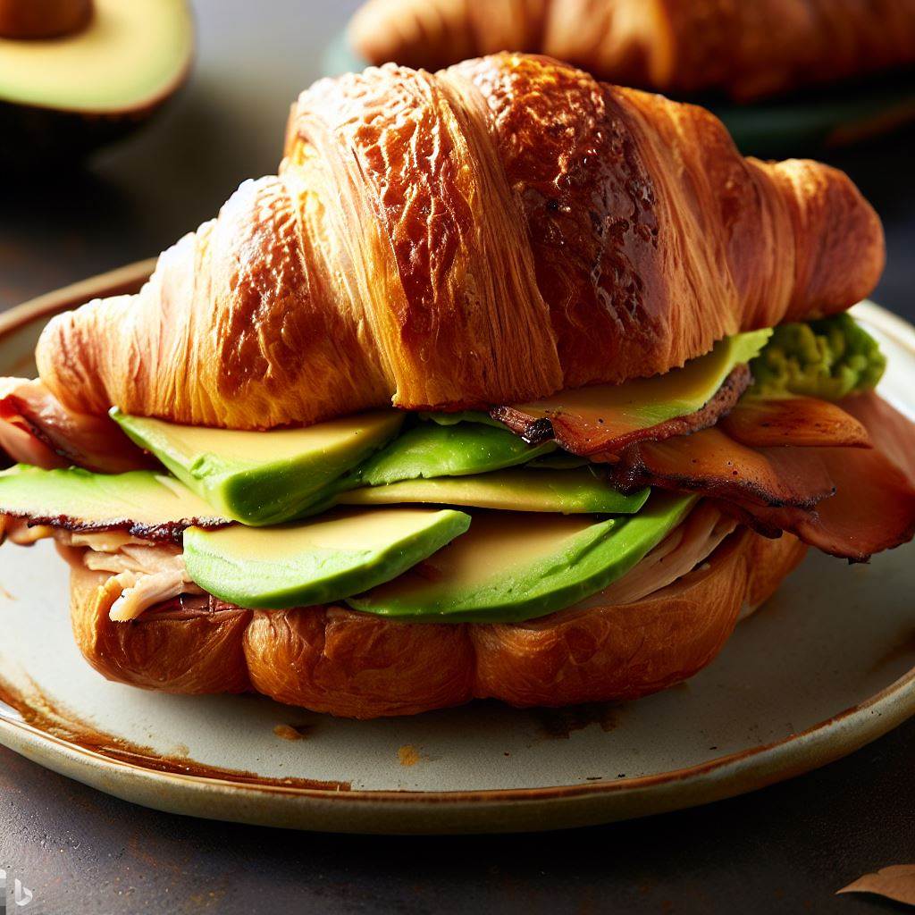 Roasted Turkey and Avocado Croissant Sandwich