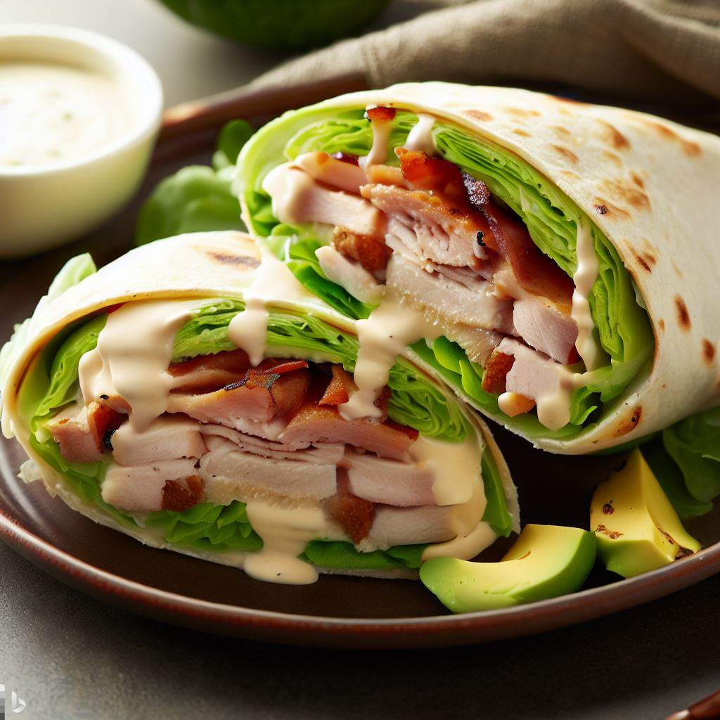 Roasted Turkey and Bacon Wrap with Avocado and Ranch