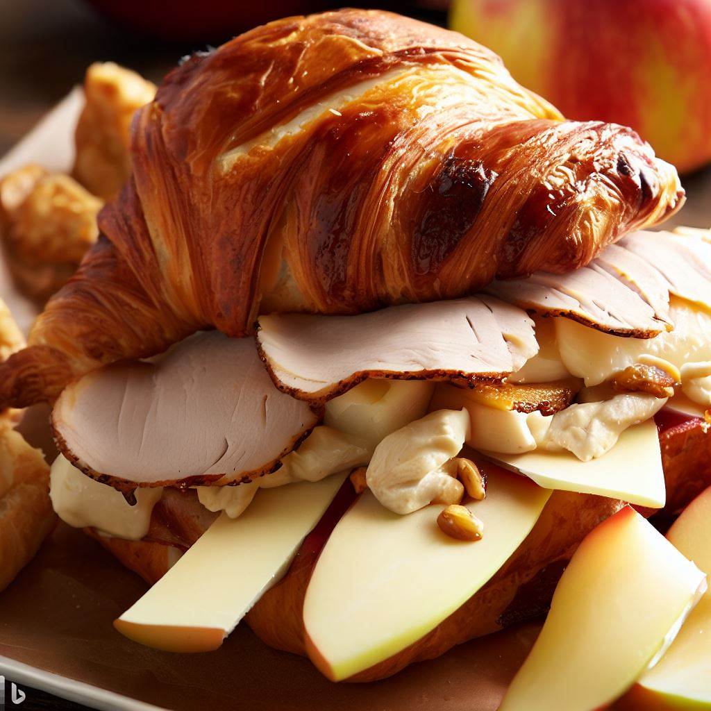 Roasted Turkey and Brie with Apple Slices on a Croissant