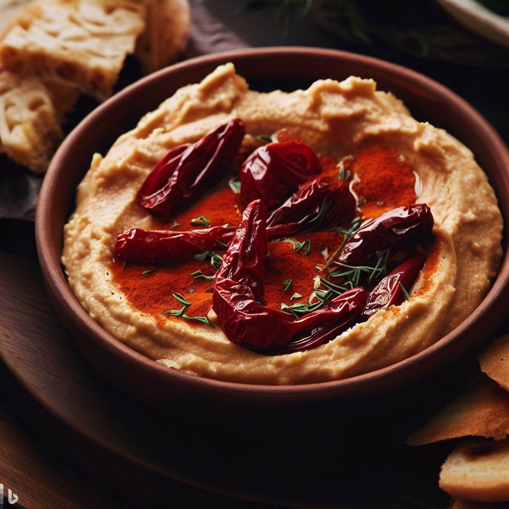 Smoked Hummus Dip with Roasted Red Peppers