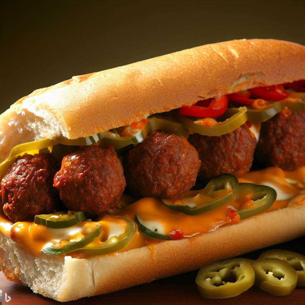 Spicy Meatball Sub with Pepper Jack and Jalapenos