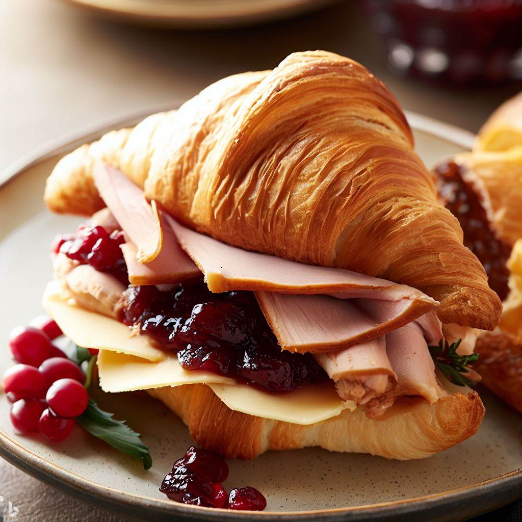 Turkey and Cranberry Sauce Croissant Sandwich