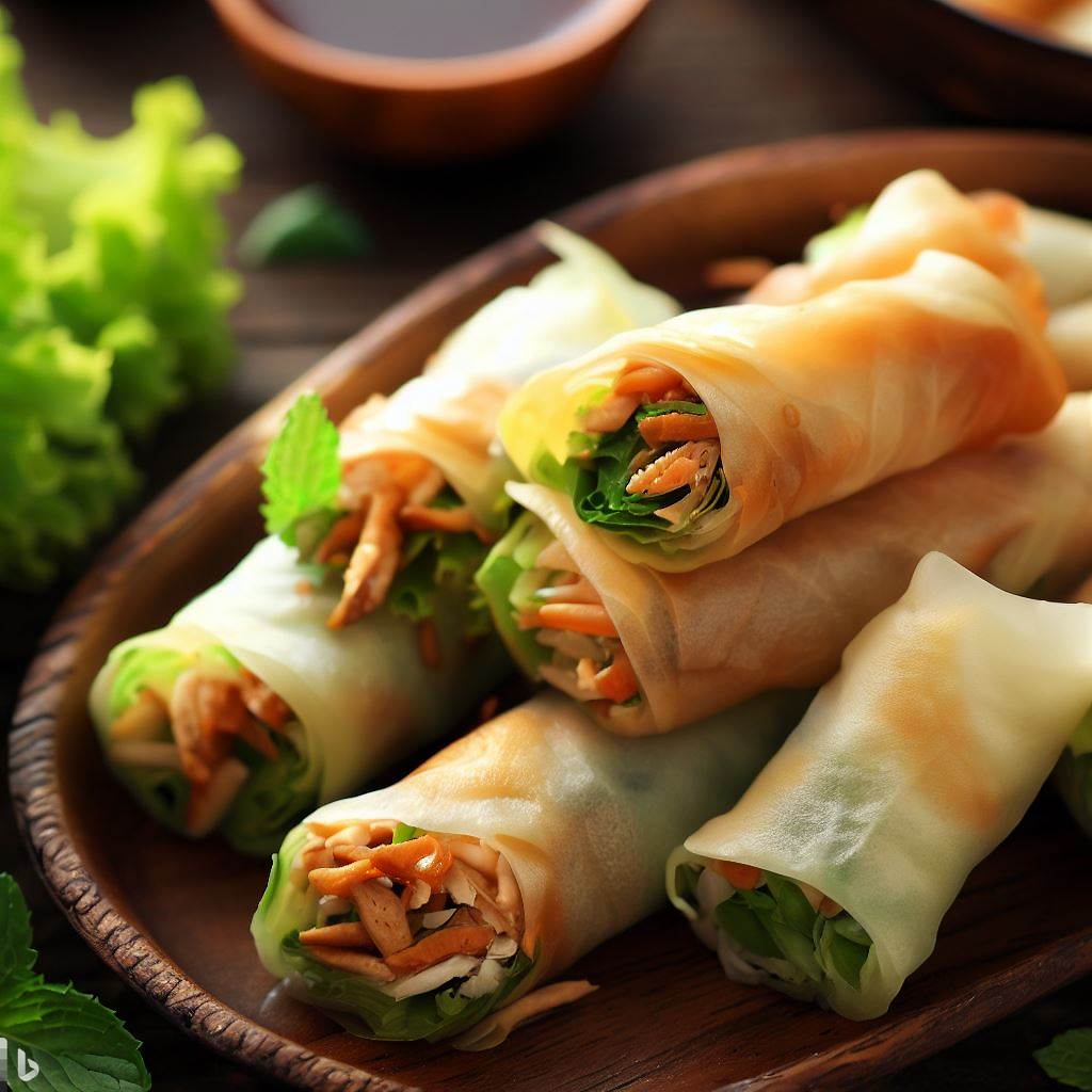 Vietnamese Style Goi Cuon Ga (Chicken Spring Rolls)