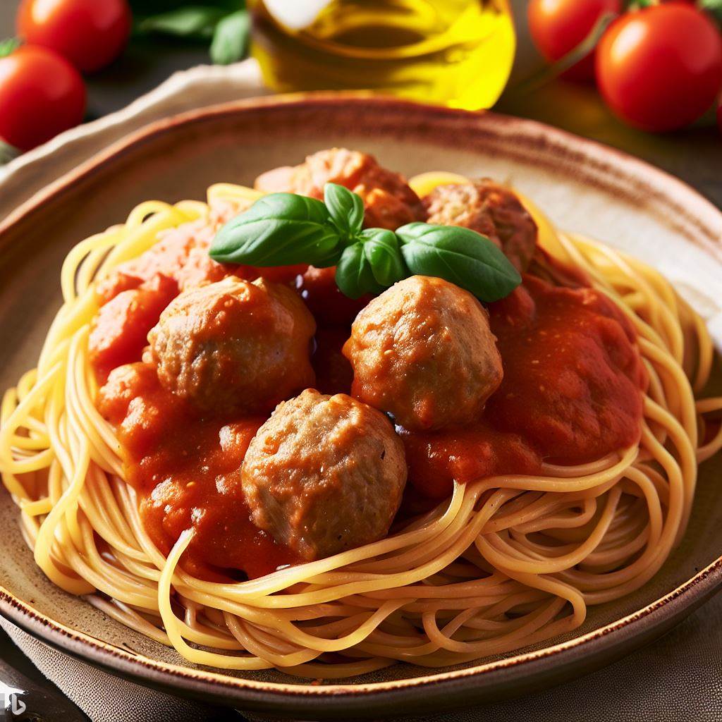 Oil-Free Spaghetti with Meatballs and Tomato Sauce