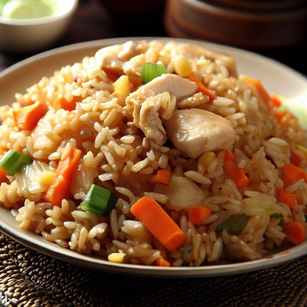 Stir-Fried Rice with Chicken and Carrots