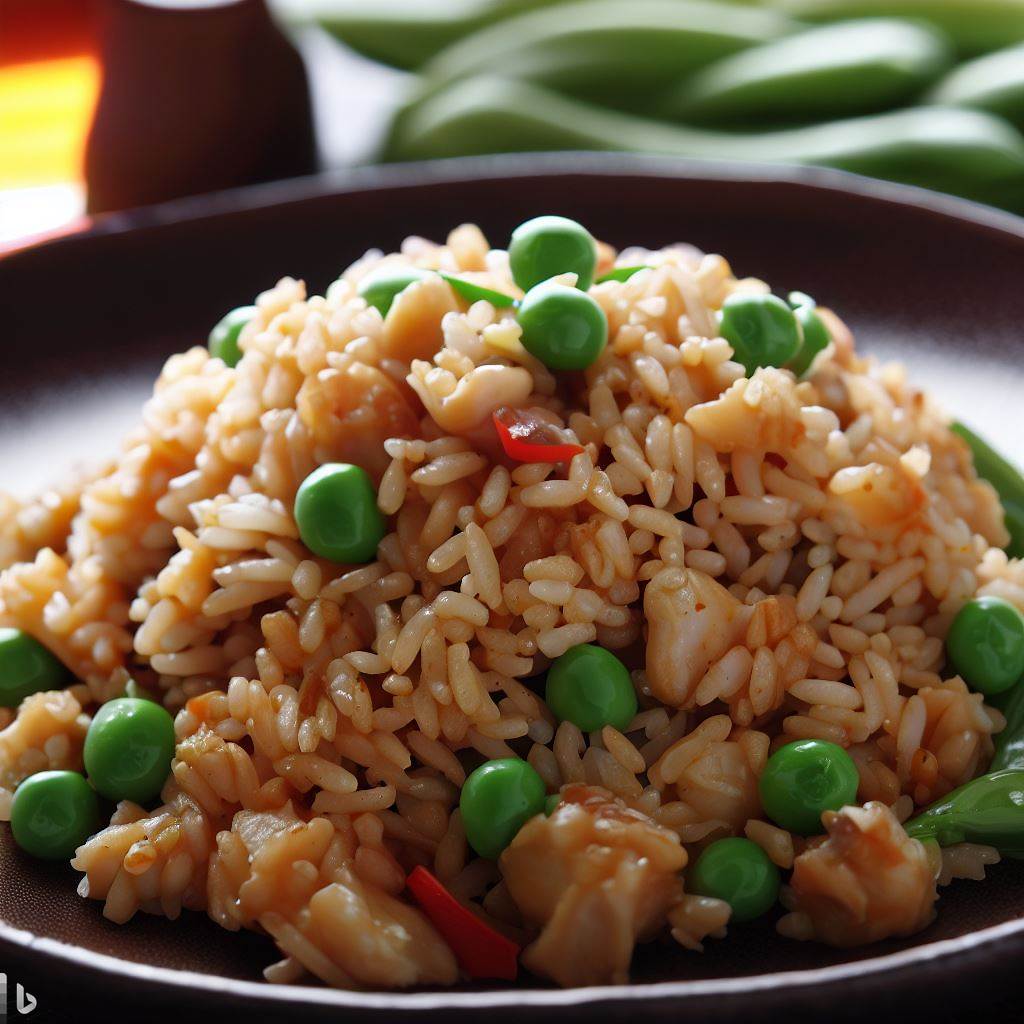 Stir-Fried Rice with Chicken and Snow Peas