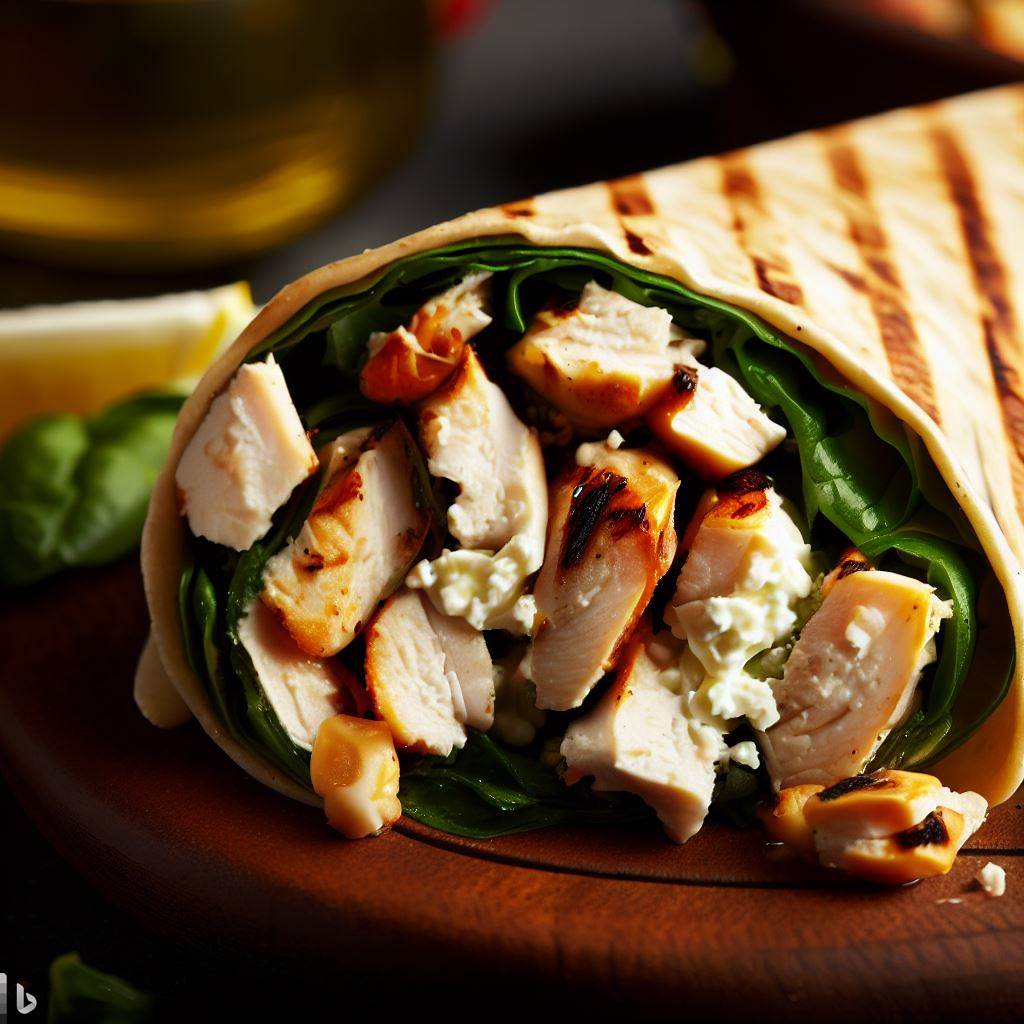 Grilled Chicken, Spinach and Feta Wrap